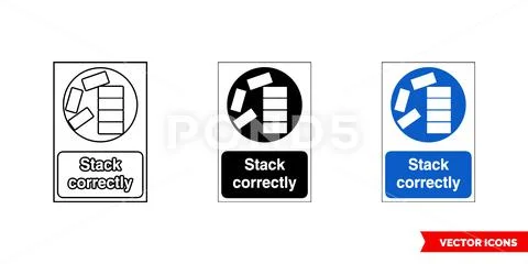 Construction mandatory sign stack correctly icon of 3 types color ...