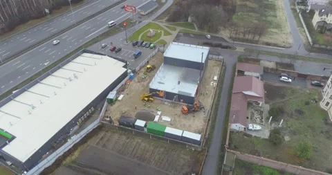 Construction of a new store top view. Co... | Stock Video | Pond5