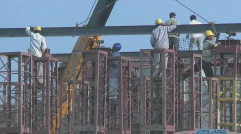 Construction of an overhead bridge. | Stock Video | Pond5