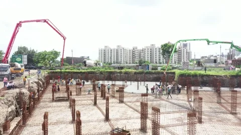 Construction side work is going on with ... | Stock Video | Pond5