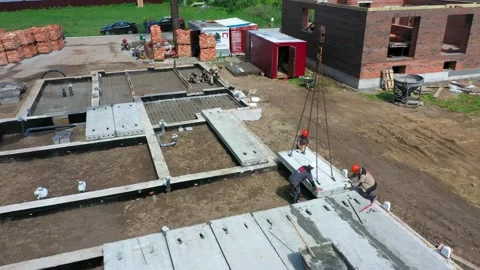 Construction site. Laying of slabs, bric... | Stock Video | Pond5