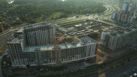 Construction site of a new city block. C... | Stock Video | Pond5