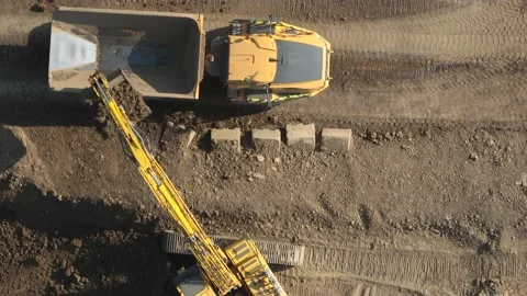 Construction Tipper Trucks Being Loaded ... | Stock Video | Pond5