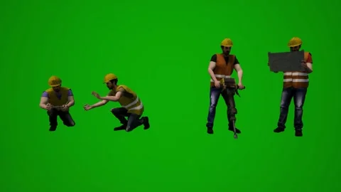 Construction Worker Green Screen Stock Video Footage | Royalty Free ...