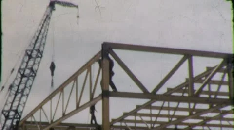 Vintage Footage Of Construction Workers Stock Video Footage | Royalty ...
