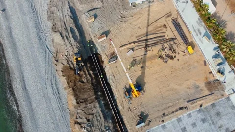 Construction workers installing deep tre... | Stock Video | Pond5