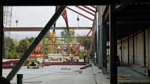 Construction Workers Installing Large St... | Stock Video | Pond5