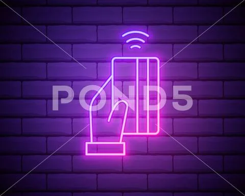 Contactless wireless pay sign logo. NFC technology. Near field ...