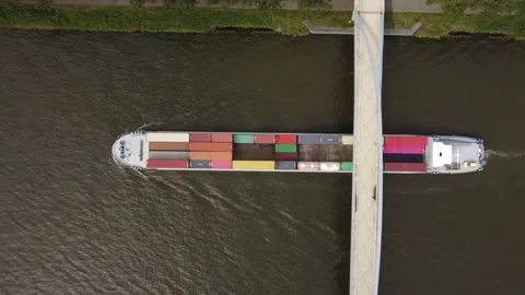 Container cargo ship at Amsterdams Rijn ... | Stock Video | Pond5