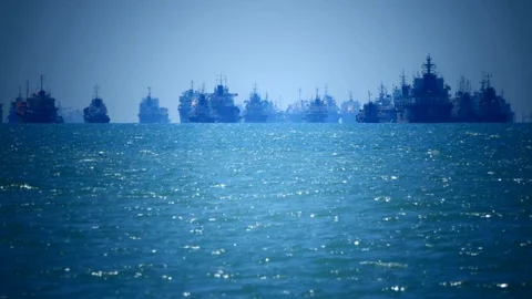 Container cargo ships mooring outside of... | Stock Video | Pond5