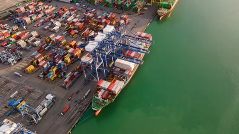 Container , container ship in export and... | Stock Video | Pond5