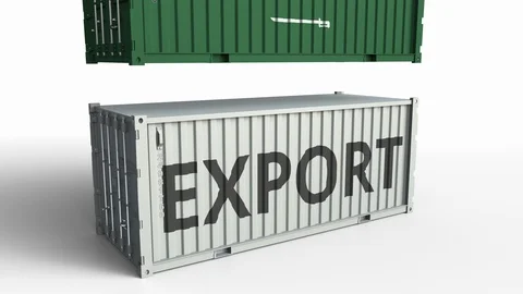 Container with EXPORT text being crashed... | Stock Video | Pond5