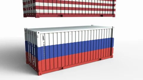 Container with flag of the United States... | Stock Video | Pond5
