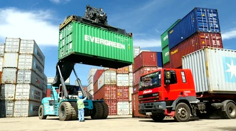 Container Freight Station Evergreen Box ... | Stock Video | Pond5