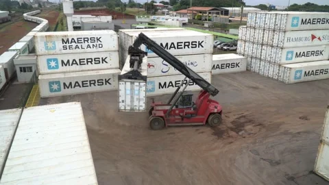 Container loader truck loading a large c... | Stock Video | Pond5