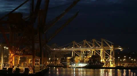 Shipping Dock Night Stock Footage ~ Royalty Free Stock Videos | Pond5