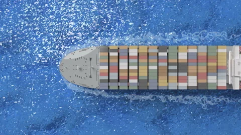 container ship floating on the ocean top... | Stock Video | Pond5