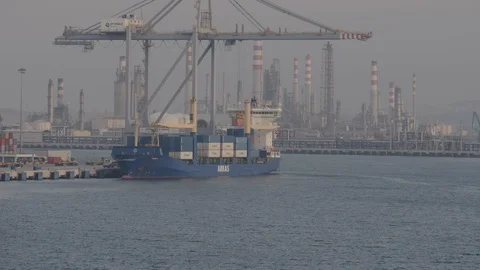 Container ship Inga A loading on termina... | Stock Video | Pond5