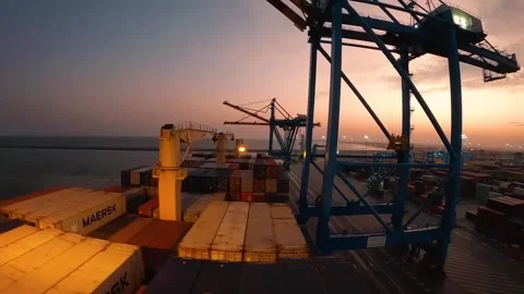 Loading Ship In Movement Loading In Port Stock Video Footage | Royalty Free Loading Ship In ...