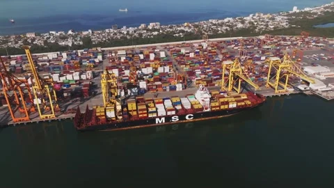 Container Ship Loading And Unloading In ... | Stock Video | Pond5