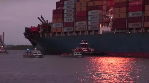 Container ship M/V Dali refloat and tran... | Stock Video | Pond5