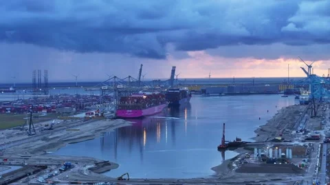 Container ship One Infinity flying under... | Stock Video | Pond5