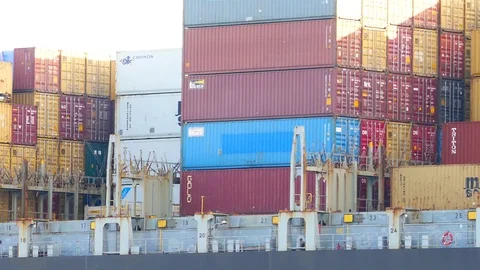 Container ship sailing in open waters 4k | Stock Video | Pond5