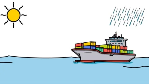 Container ship Sketch and 2d animated | Stock Video | Pond5