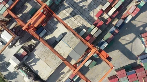 container terminal with solar panels on ... | Stock Video | Pond5