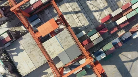 container terminal with solar panels on ... | Stock Video | Pond5