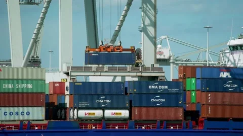 Container transhipment port + transhipme... | Stock Video | Pond5