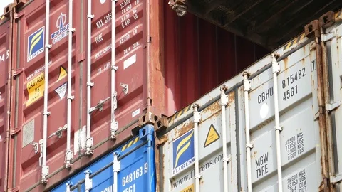 Container with twist-lock load to vessel... | Stock Video | Pond5