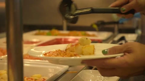 continental healthy food served on a pla... | Stock Video | Pond5