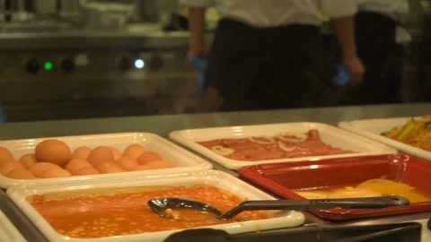 continental healthy food served on a pla... | Stock Video | Pond5