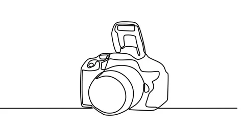 Continuous drawing line art of DSLR Came... | Stock Video | Pond5