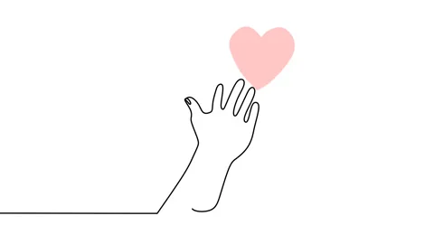 Continuous drawing line art of grab love... | Stock Video | Pond5