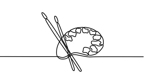 Continuous drawing line art of paint pal... | Stock Video | Pond5