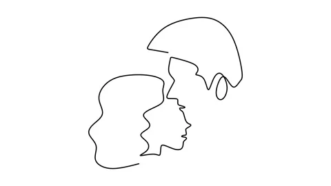 Continuous drawing line art of romantic ... | Stock Video | Pond5