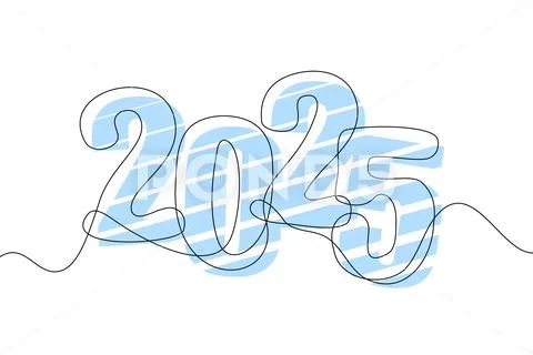 Continuous line drawing 2025 number. Minimalism concept celebration ...