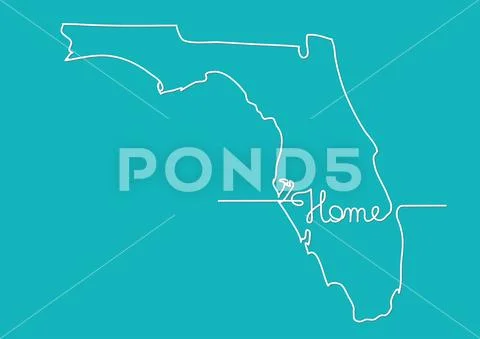 Continuous line drawing of Florida home sign ~ Clip Art #98908671