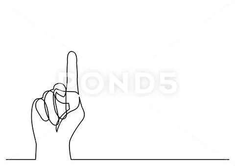 Continuous line drawing of hand pointing finger: Graphic #98910717