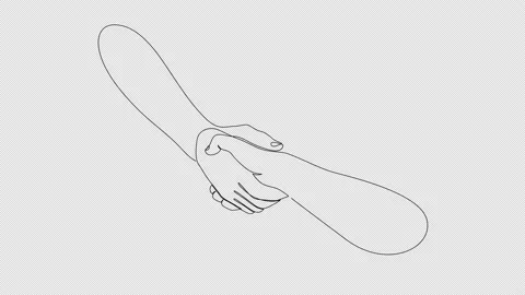 Continuous line drawing Helping hand con... | Stock Video | Pond5