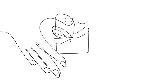 Continuous one line drawing of gift box | Stock Video | Pond5