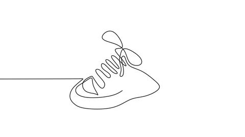 Continuous one line of one sneaker isola... | Stock Video | Pond5