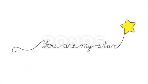 Continuous One Line script cursive text you are my star. Vector ...