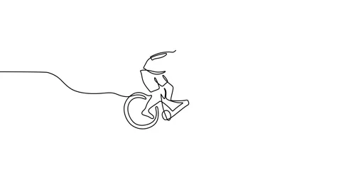 Continuous one single line of man riding... | Stock Video | Pond5