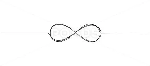 Continuous single line drawing of infinity symbol with heart shape ...