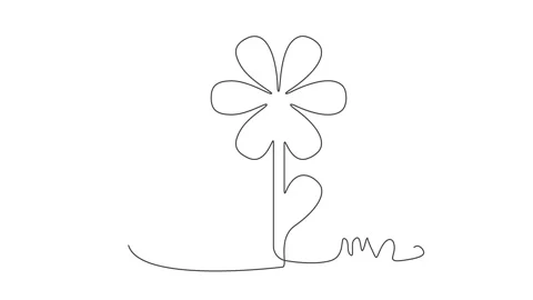 Continuous Thin Line Flower Drawing Anim... | Stock Video | Pond5