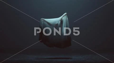 Contorted Evil Spirit Floating in a Death Shroud in a Foggy Void Rear ...