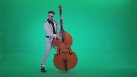 Contrabass Jazz Performer - 4K Green Scr... | Stock Video | Pond5